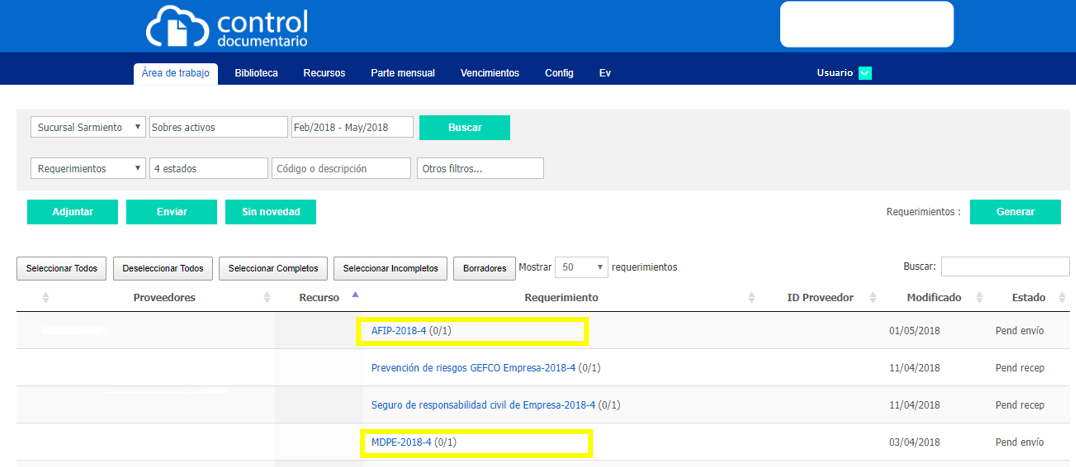 Control Documentario - Ayuda
